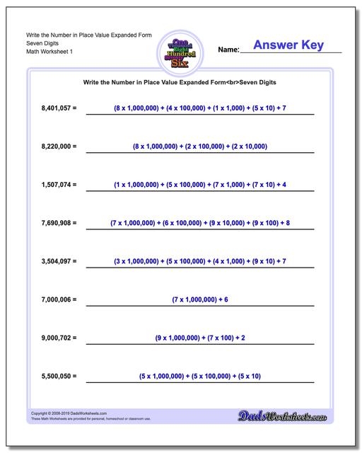 Standard, Expanded and Word Form: Write Numbers in Expanded Place Value ...