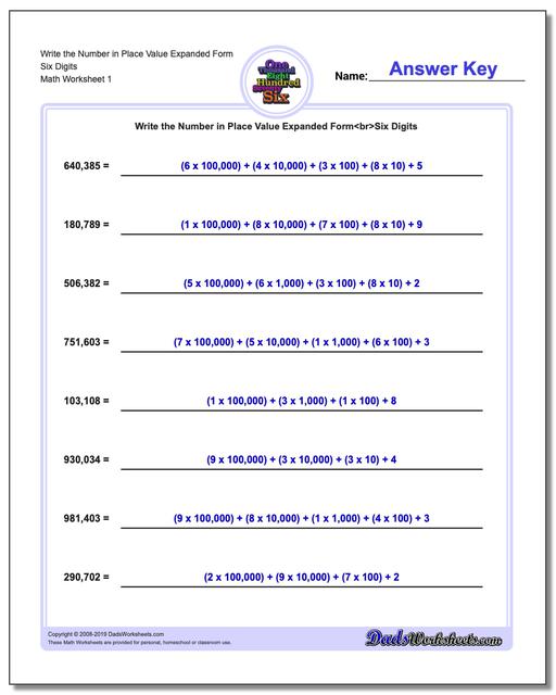 Standard, Expanded and Word Form: Write Numbers in Expanded Place Value ...