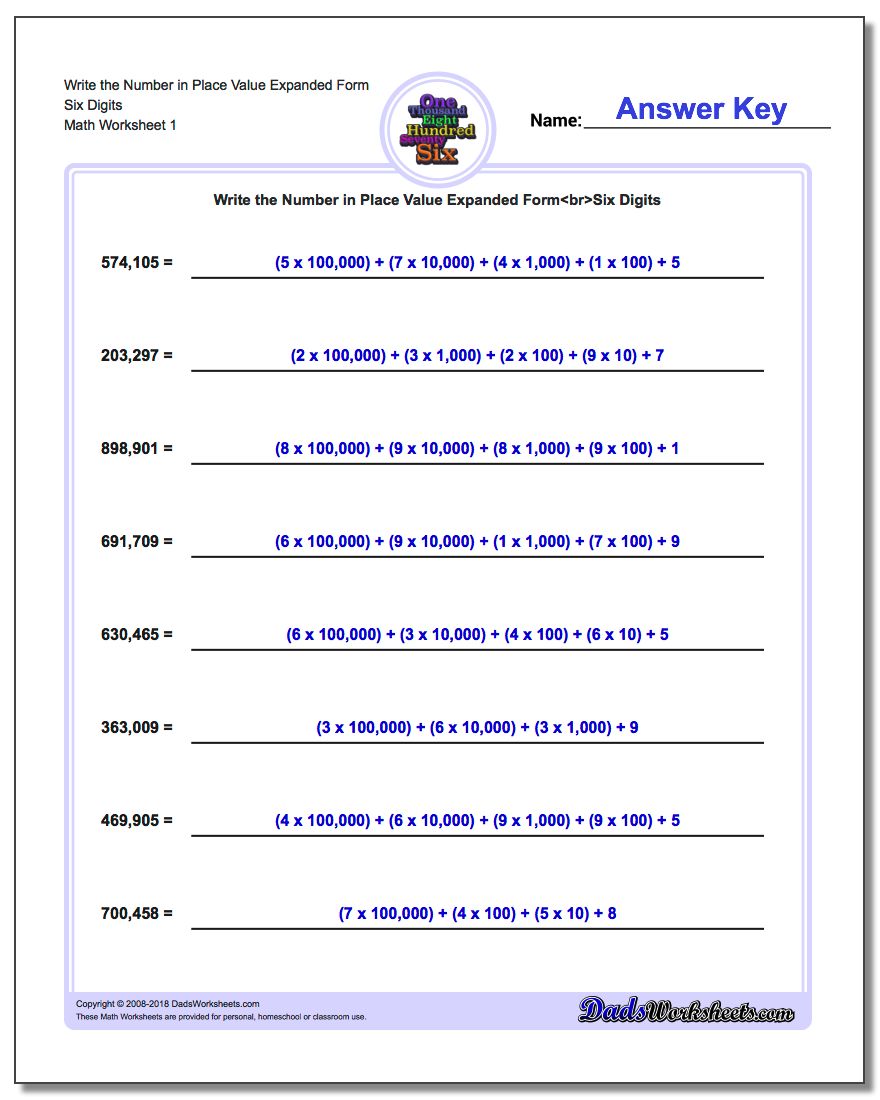 Write Numbers In Expanded Place Value Form