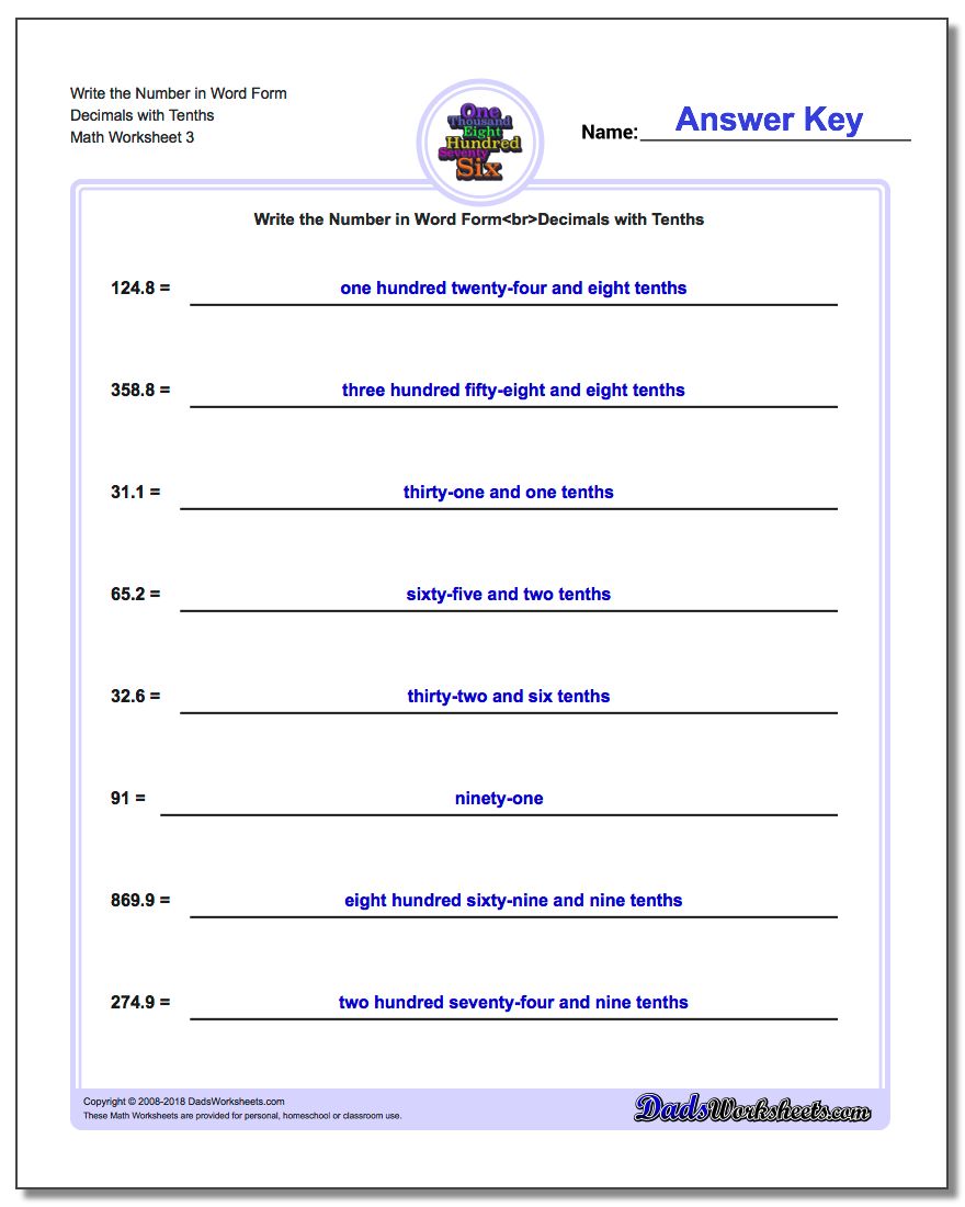 Write Numbers In Word Form