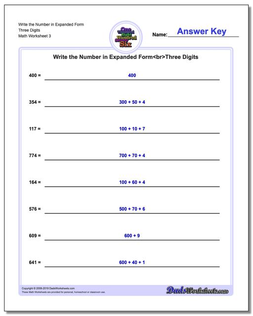 Standard, Expanded and Word Form: Write Numbers in Expanded Form