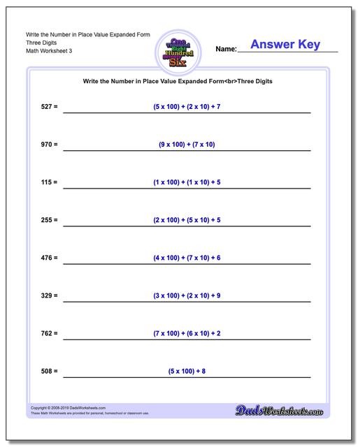 Standard, Expanded and Word Form: Write Numbers in Expanded Place Value ...