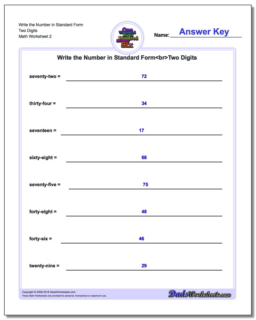 Write Word From In Standard Form