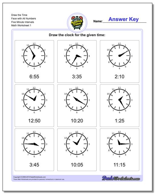 Telling Analog Time: Five Minute Intervals