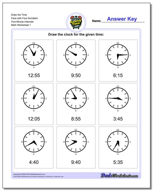 Telling Analog Time: Five Minute Intervals