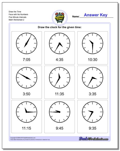 Telling Analog Time: Five Minute Intervals