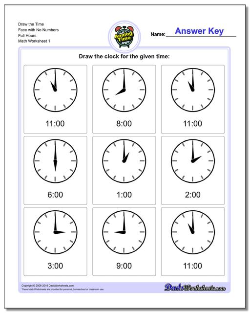 Telling Analog Time: Full Hours