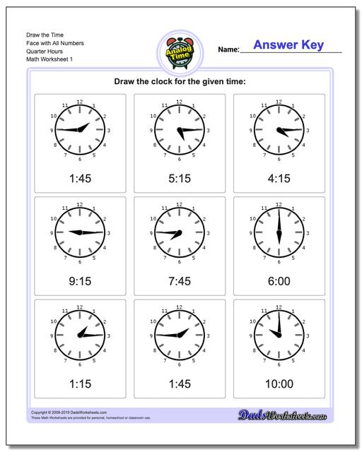 Telling Analog Time: Quarter Hours