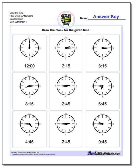 Telling Analog Time: Quarter Hours