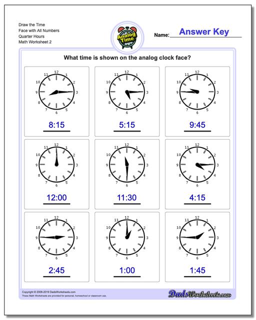 Telling Analog Time: Quarter Hours