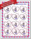 Math Worksheets: Valentine's Day: Valentine's Day Addition Worksheets ...