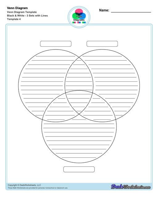 Math Worksheets Venn Diagram Venn Diagram Template Black And White 3