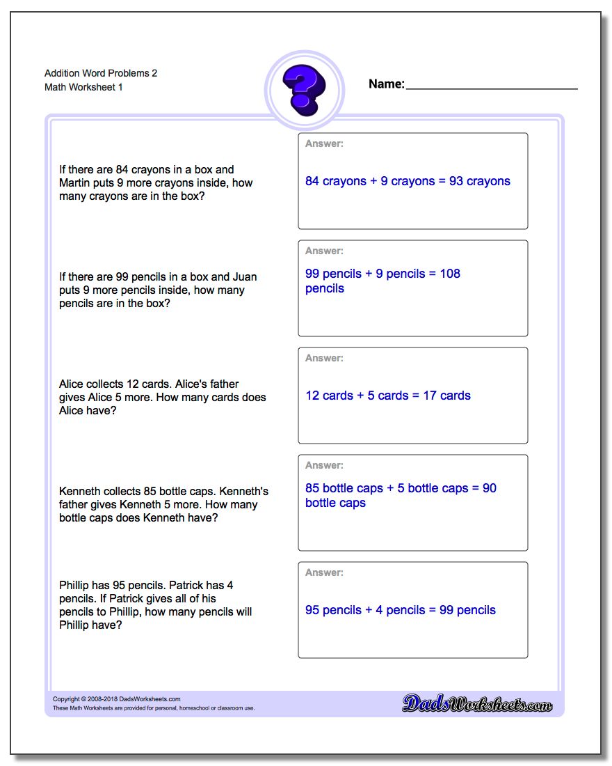 Addition Word Problems Addition Word Problems