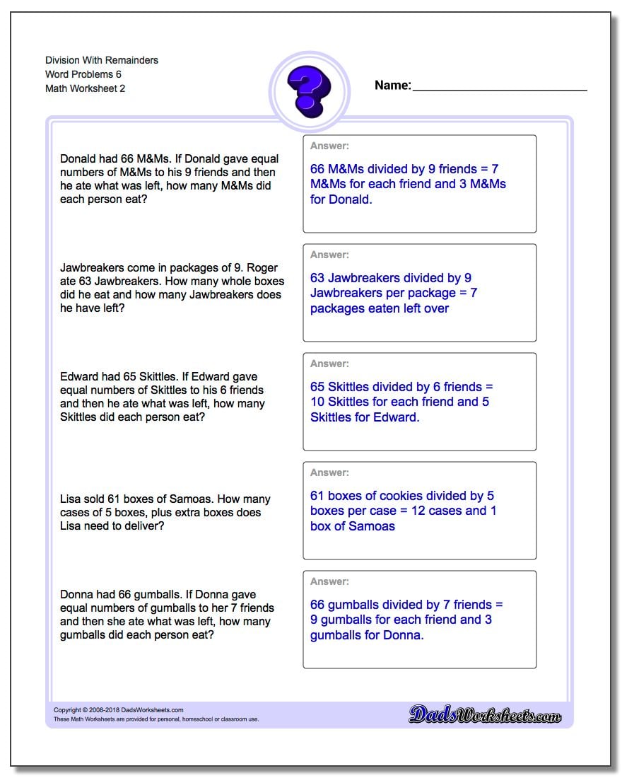 Multiplication And Division Word Problem Multiplication And Division 