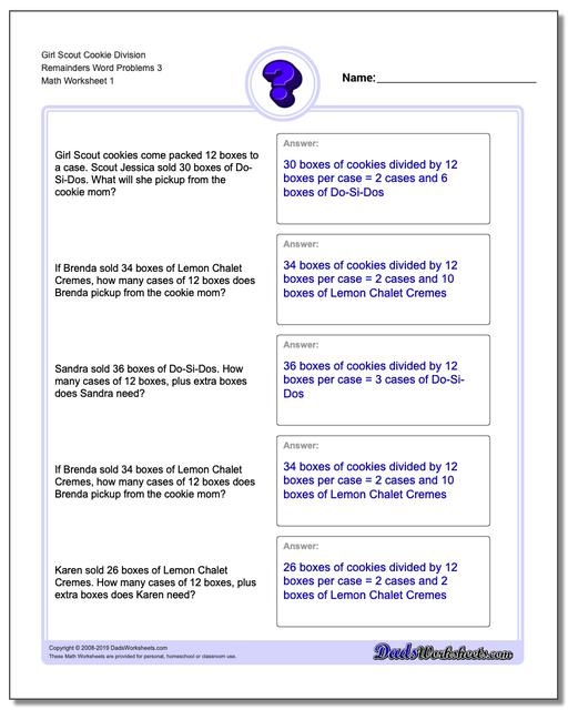 Word Problems: Girl Scout Cookie Division
