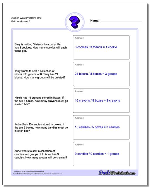 Word Problems: Division Word Problems