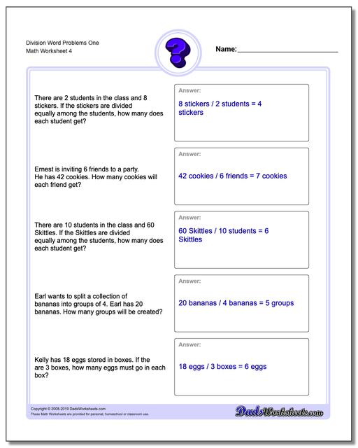Word Problems: Division Word Problems