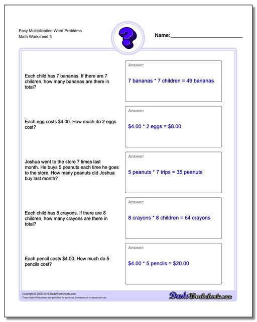 Word Problems: Multiplication Word Problems