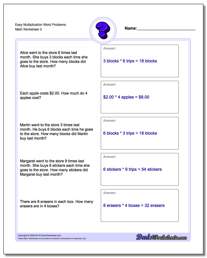 Multiplication Word Problems