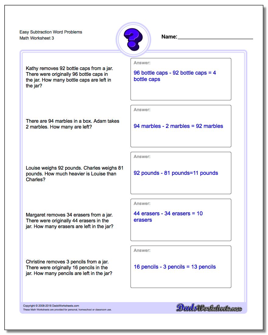 Subtraction Word Problems