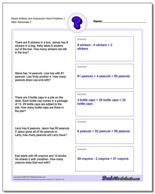 Word Problems: Extra Facts Addition and Subtraction Word Problems