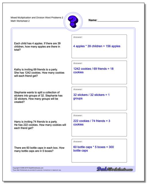 Word Problems: Mixed Multiplication and Division Word Problems