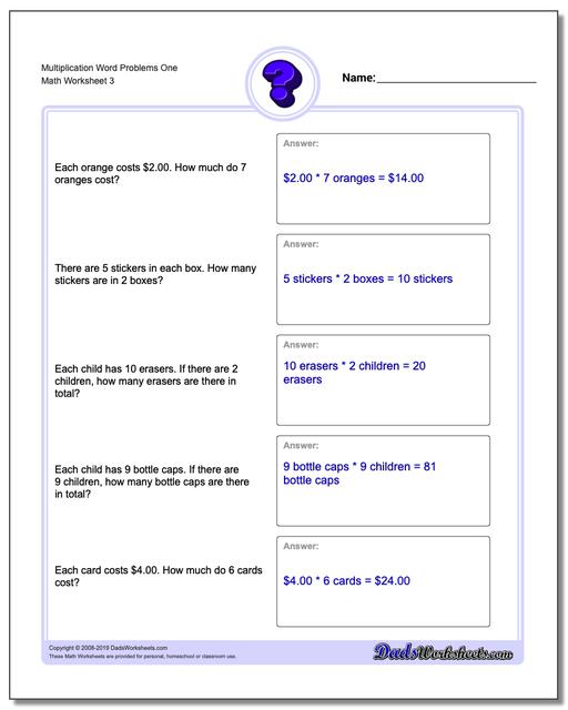 Word Problems: Multiplication Word Problems