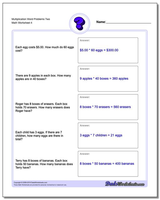 Word Problems: Multiplication Word Problems