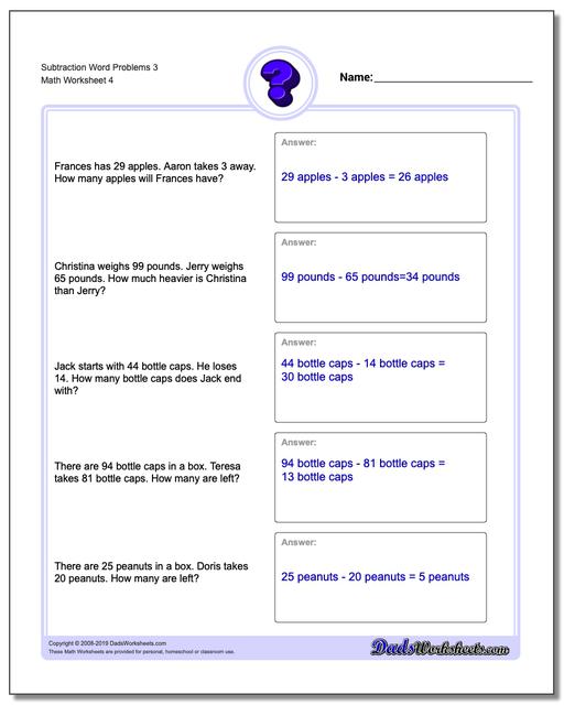 Word Problems Subtraction Word Problems word-problems-subtraction-word-problems