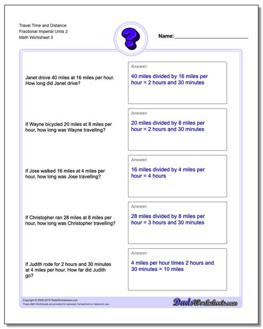 Word Problems: Travel Time Word Problems (Customary)