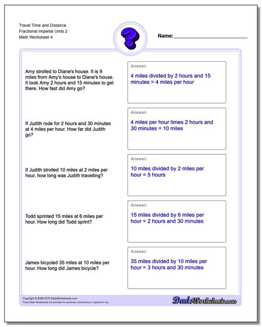 Word Problems: Travel Time Word Problems (Customary)