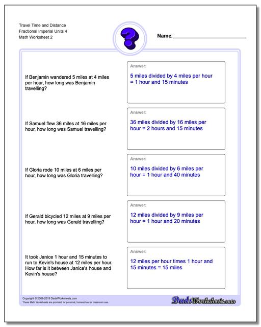 Word Problems: Travel Time Word Problems (Customary)