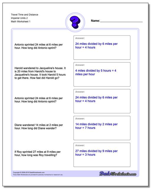 Word Problems: Travel Time Word Problems (Customary)