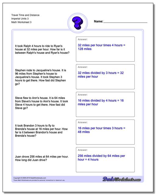 Word Problems: Travel Time Word Problems (Customary)